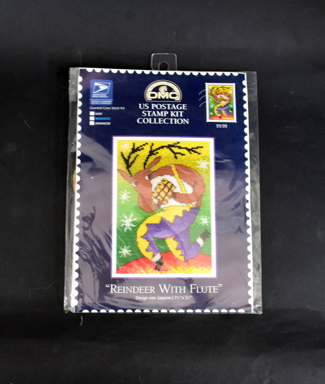 DMC US Postage Stamp Reindeer With a Flute Counted Cross Stitch Kit ...