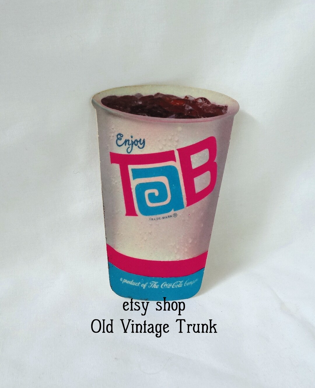 Rare Vintage Tab Soda Fountain Coca Cola Brand Die Cut Cup Sticker ...