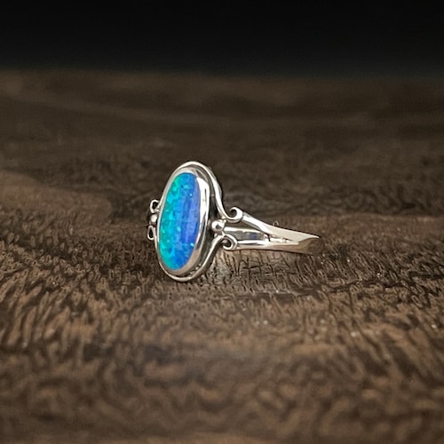 Silver Opal Ring // 925 Sterling Silver // Oxidized // Sizes 5 - Etsy