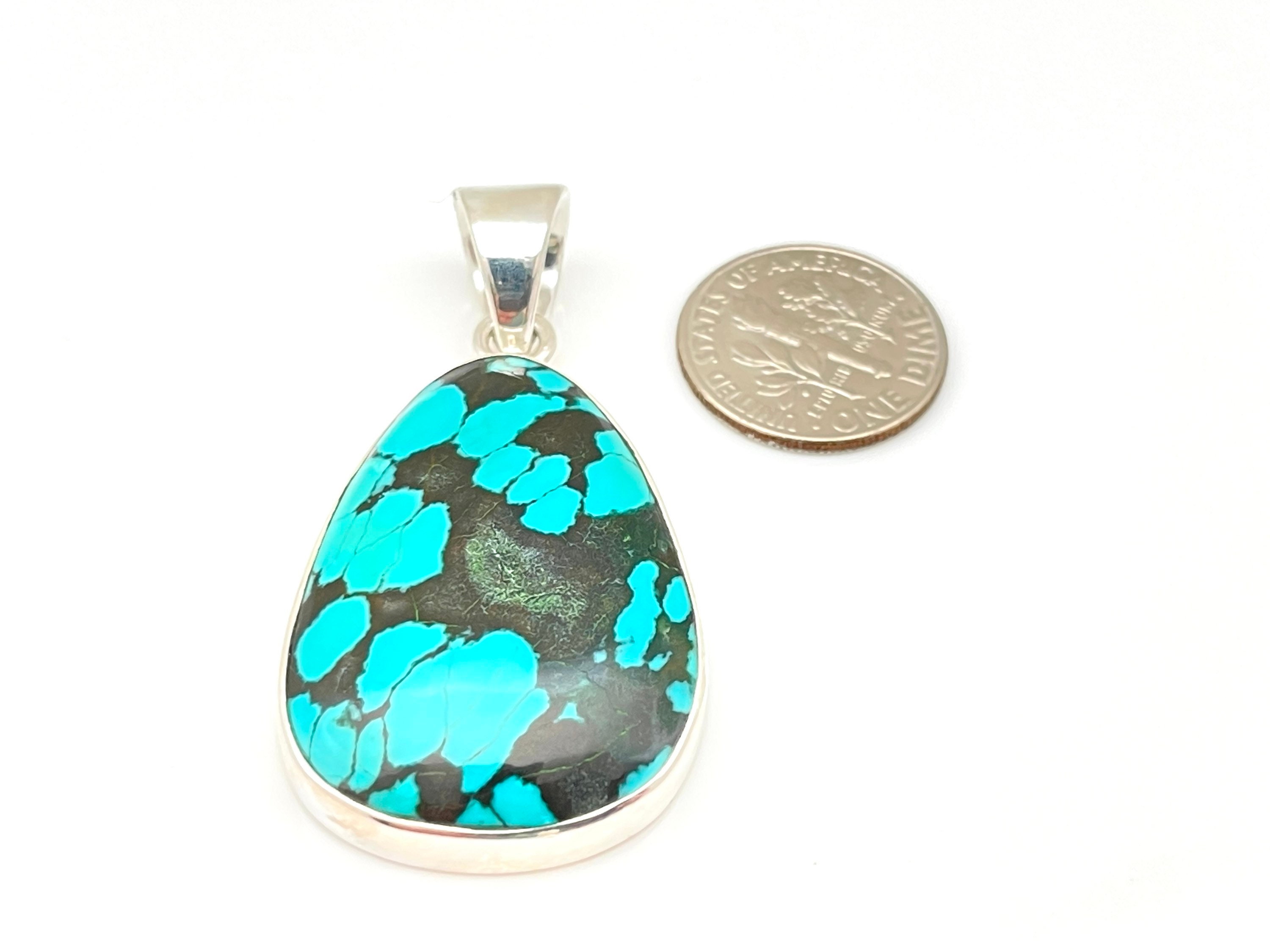 Natural Turquoise Pendant // 925 Sterling Silver // Pear Shape - Etsy