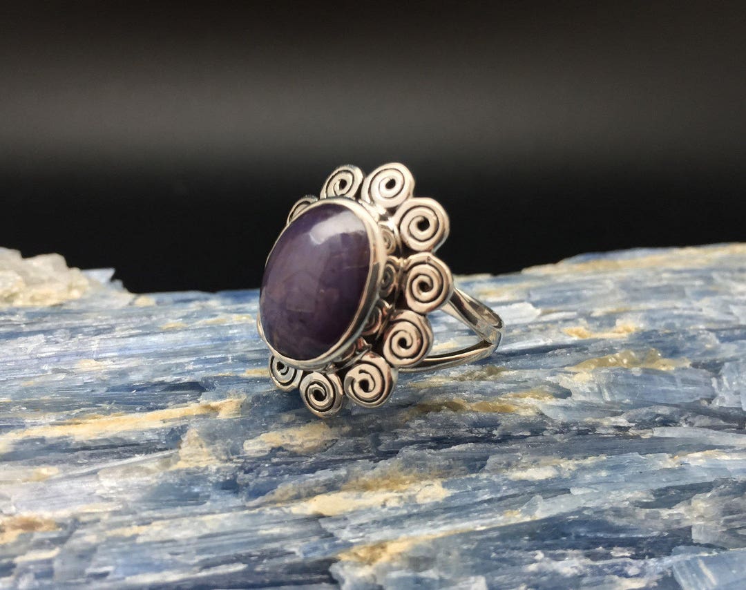 Purple Star Ruby Ring: Oval Swirl Sterling Silver, Size 6 - Etsy