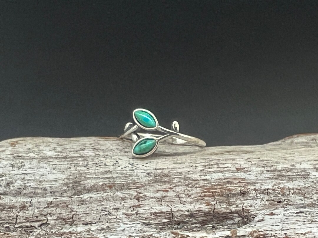 Turquoise Leaves Nature Ring // 925 Sterling Silver // Sizes 5 to 10 Available - Etsy