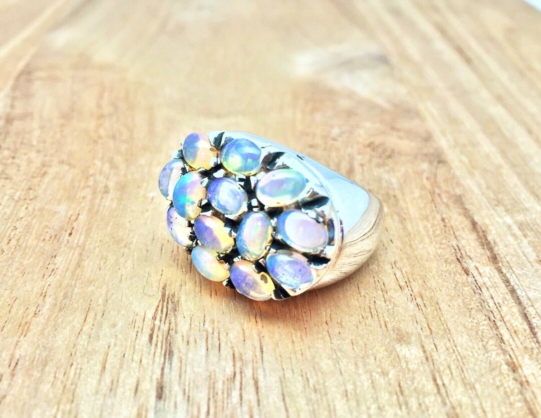 Multi-stone Opal Ring // 925 Sterling Silver // High Polish Finish ...