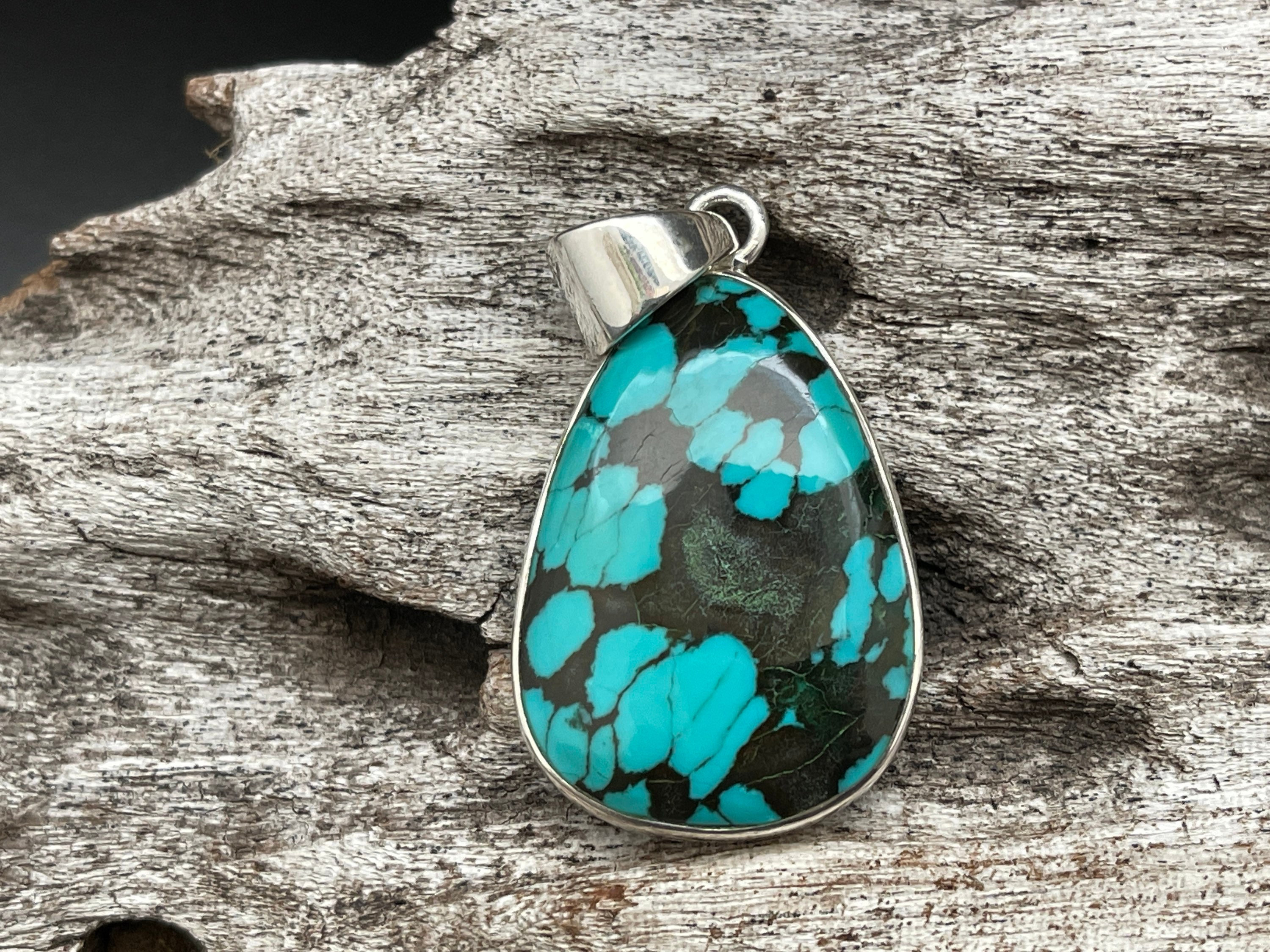 Natural Turquoise Pendant // 925 Sterling Silver // Pear Shape - Etsy