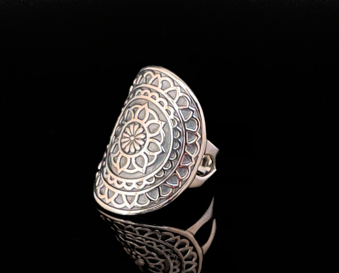 Bali Flowers Ring // 925 Sterling Silver // Oxidized Bali Ring - Etsy