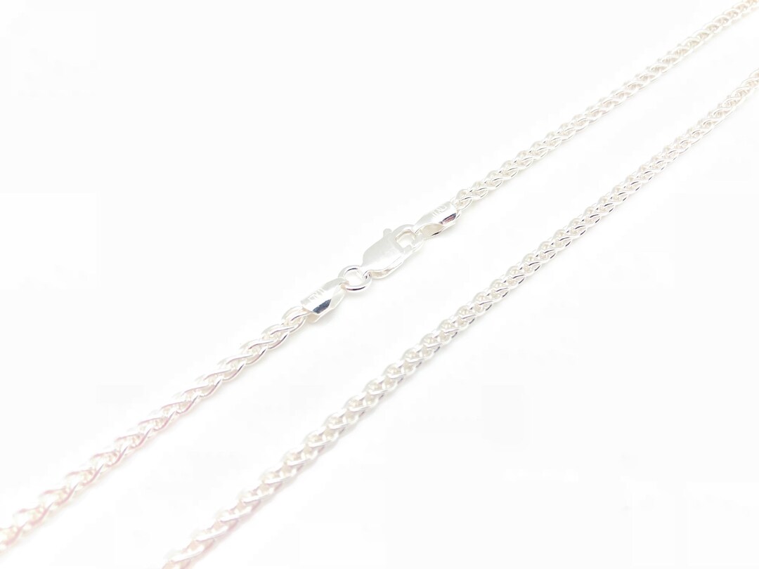Silver Wheat Chain // Wheat Chain // Spiga Chain // Medium Size Pendant ...