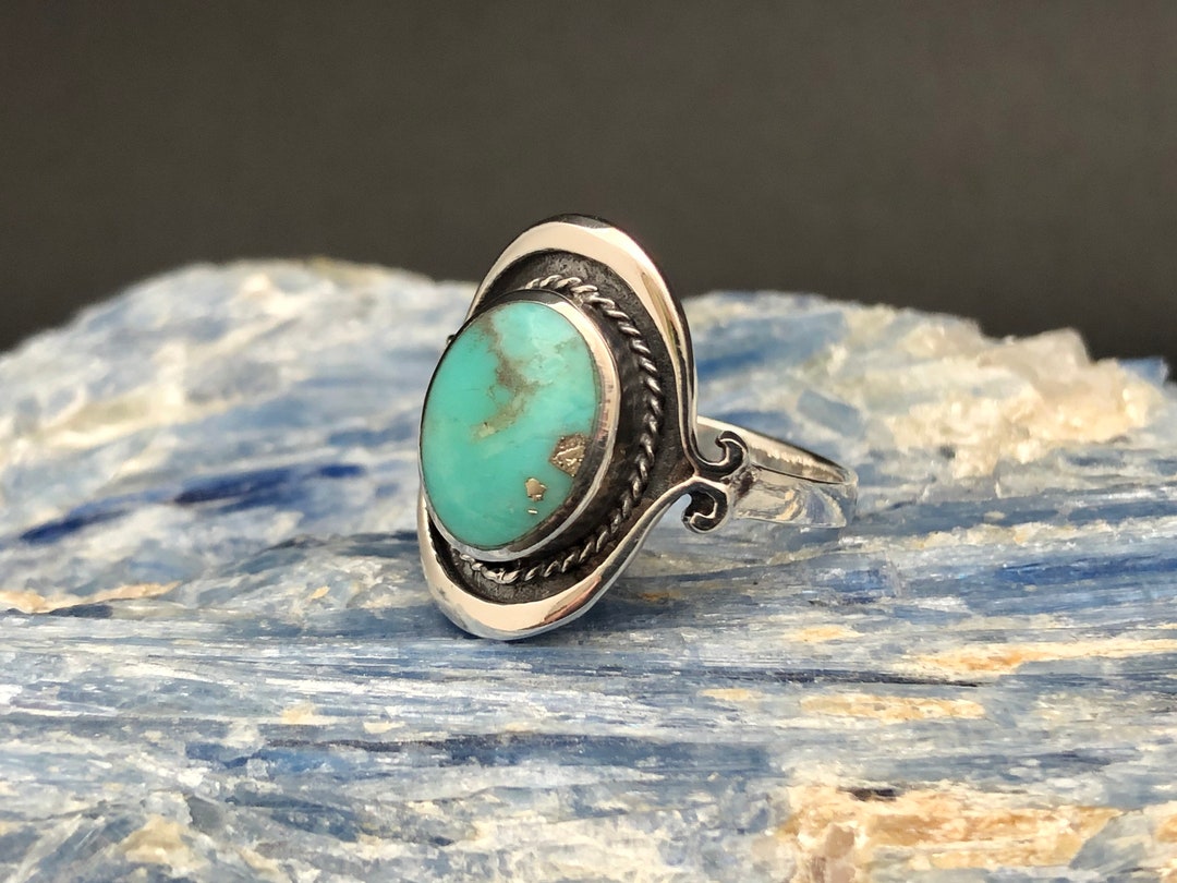 Turquoise Ring // Braided Bali Turquoise Ring // Silver Turquoise Ring ...