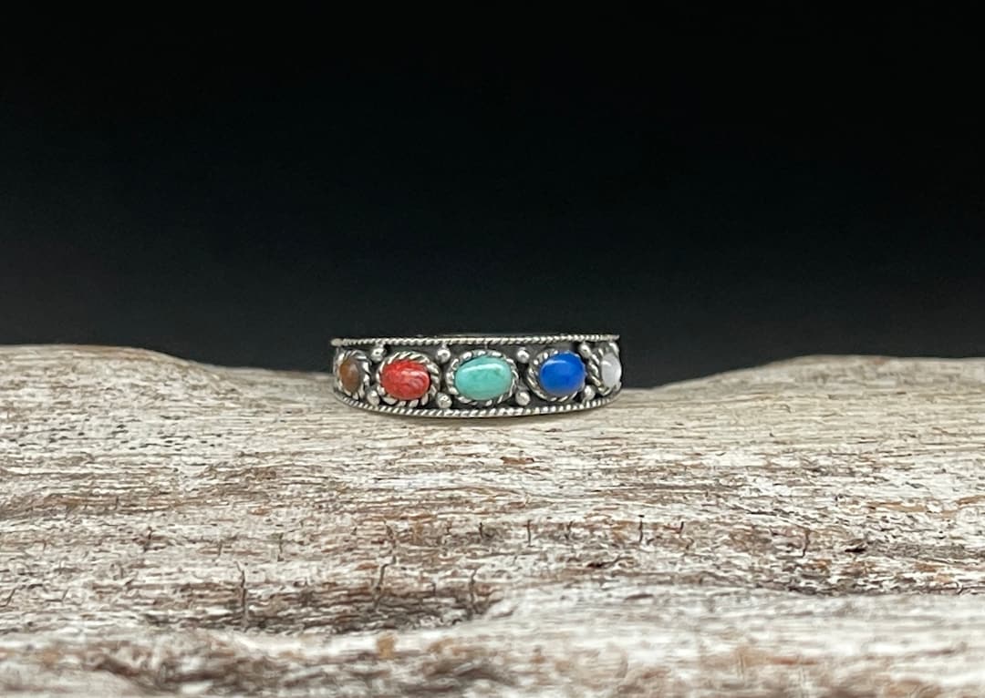 Multi-stone Silver Ring // 925 Sterling Silver // Sizes 5 to 10 - Etsy