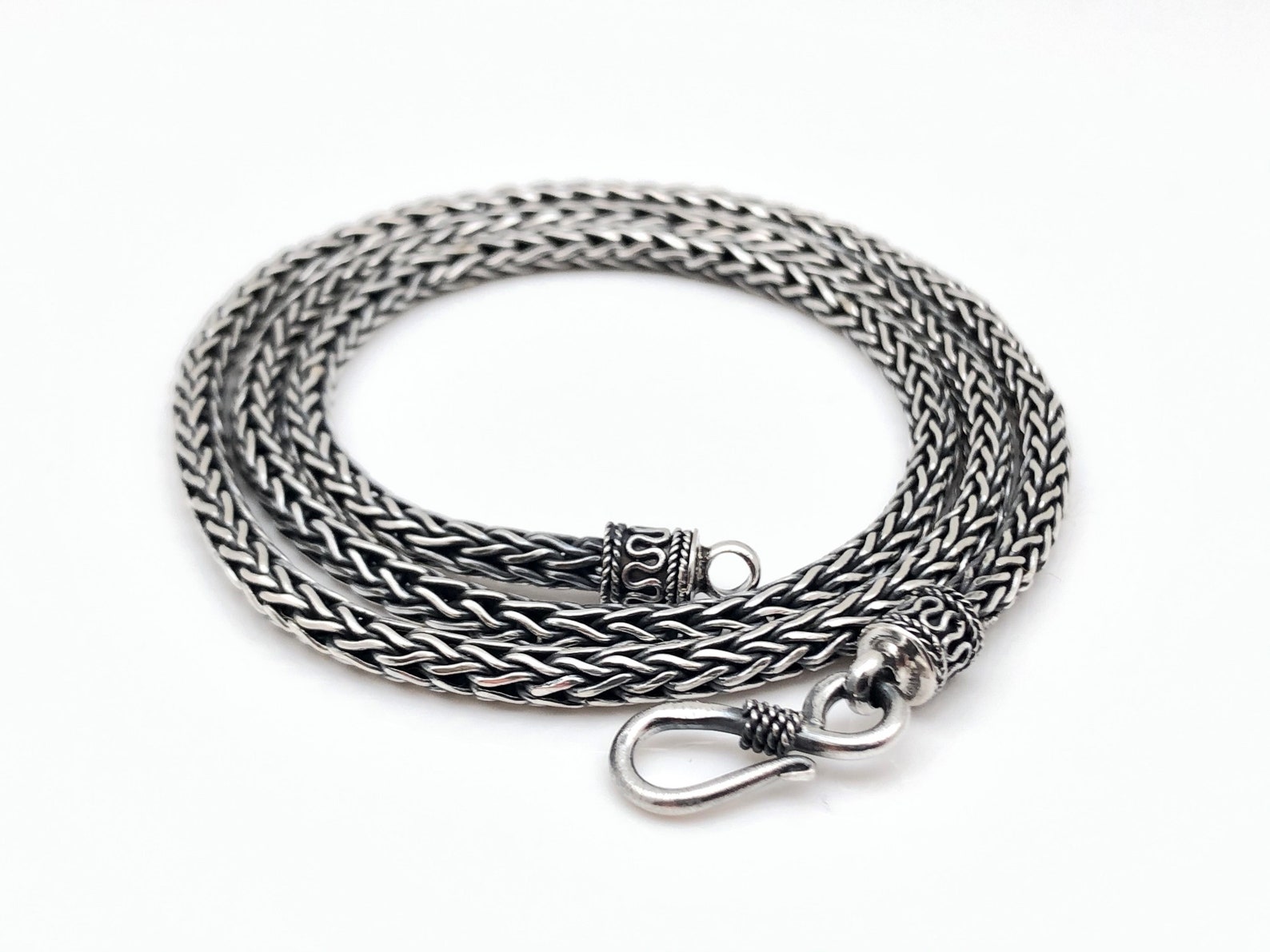 Foxtail Chain // 925 Sterling Silver // 3mm Bali Foxtail Chain - Etsy