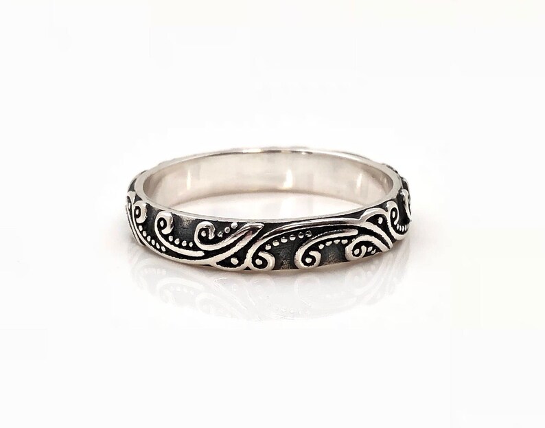 Bali Filigree Scroll Ring // 925 Sterling Silver // Oxidized - Etsy