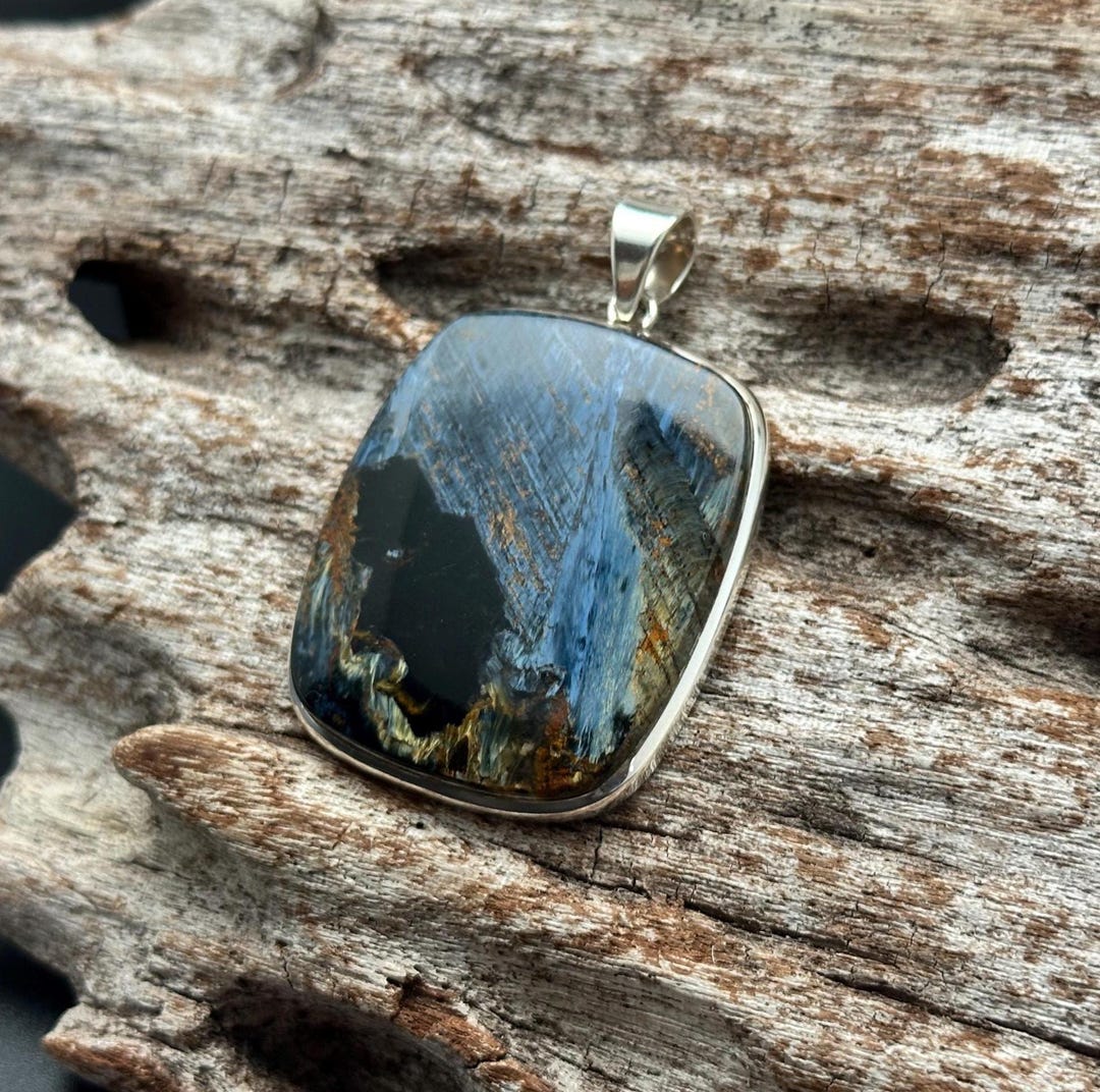 Large Pietersite Pendant: 925 Sterling Silver, African Stone - Etsy