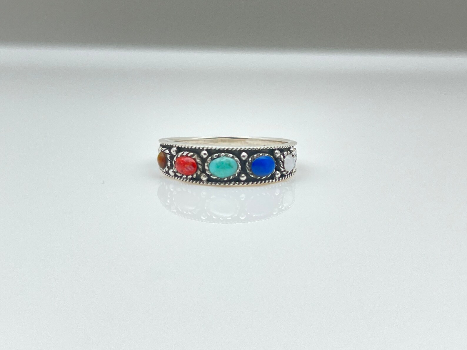 Multi-stone Silver Ring // 925 Sterling Silver // Sizes 5 to 10 - Etsy