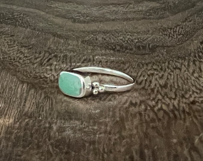 Rectangular Shape Turquoise Ring // 925 Sterling Silver With Genuine ...