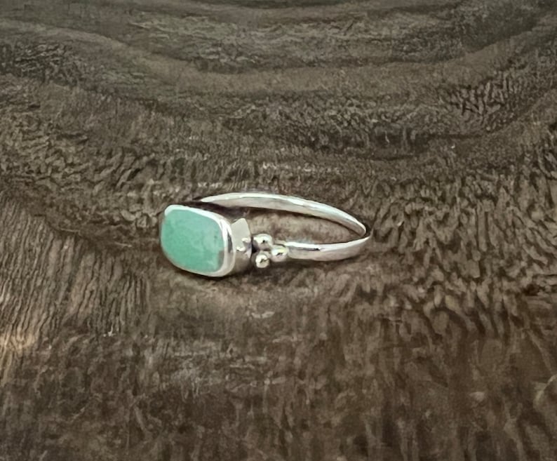 Rectangular Shape Turquoise Ring // 925 Sterling Silver With Genuine ...