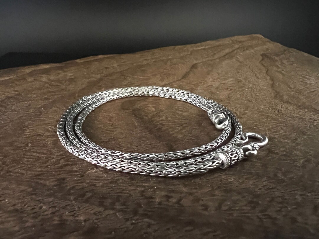 2mm Bali Foxtail Chain // 925 Sterling Silver // Traditional Clasp ...
