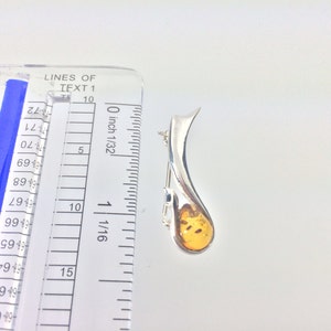 Small Teardrop Amber Pin // 925 Sterling Silver // Baltic Amber ...