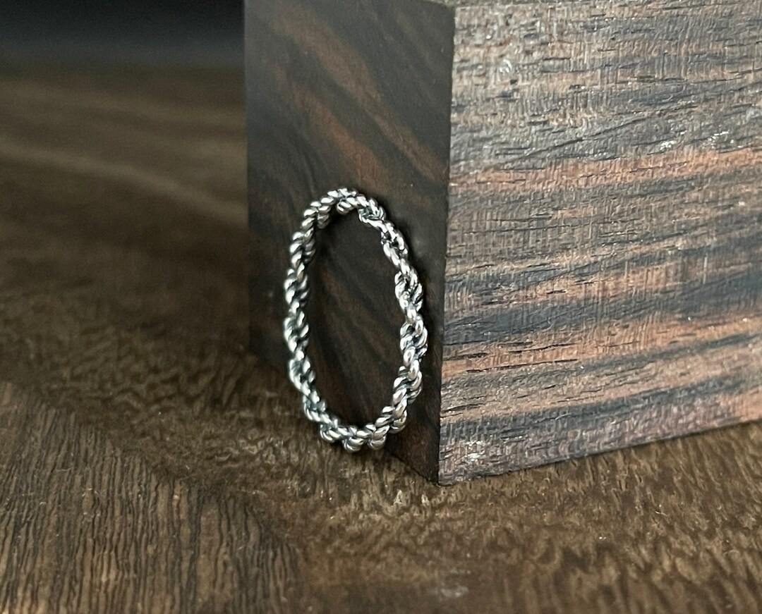 Thin Rope Band Ring // 925 Sterling Silver // Oxidized // Sizes 5 to 10 ...