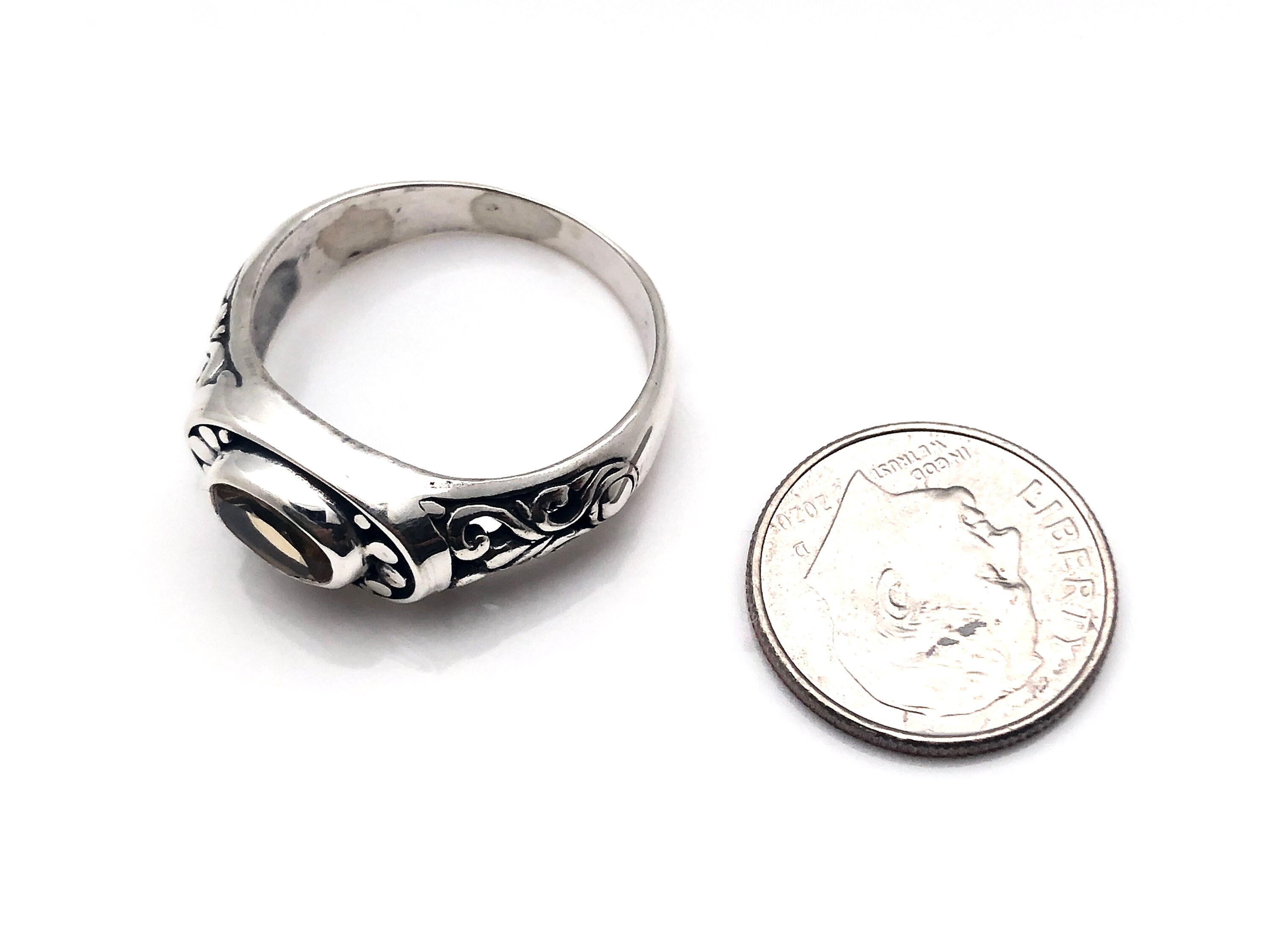 Bali Design Citrine Ring // 925 Sterling Silver // Size 7 | Etsy