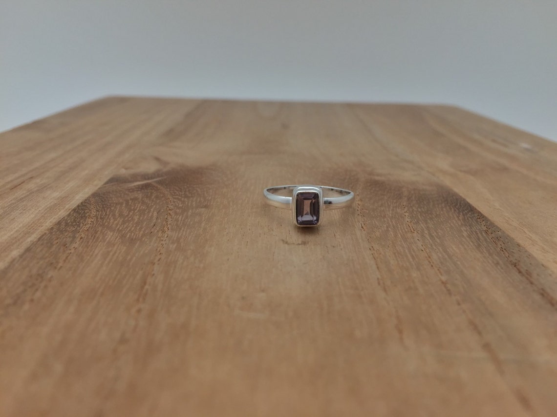 Simple Amethyst Ring // 925 Sterling Silver // Rectangular - Etsy