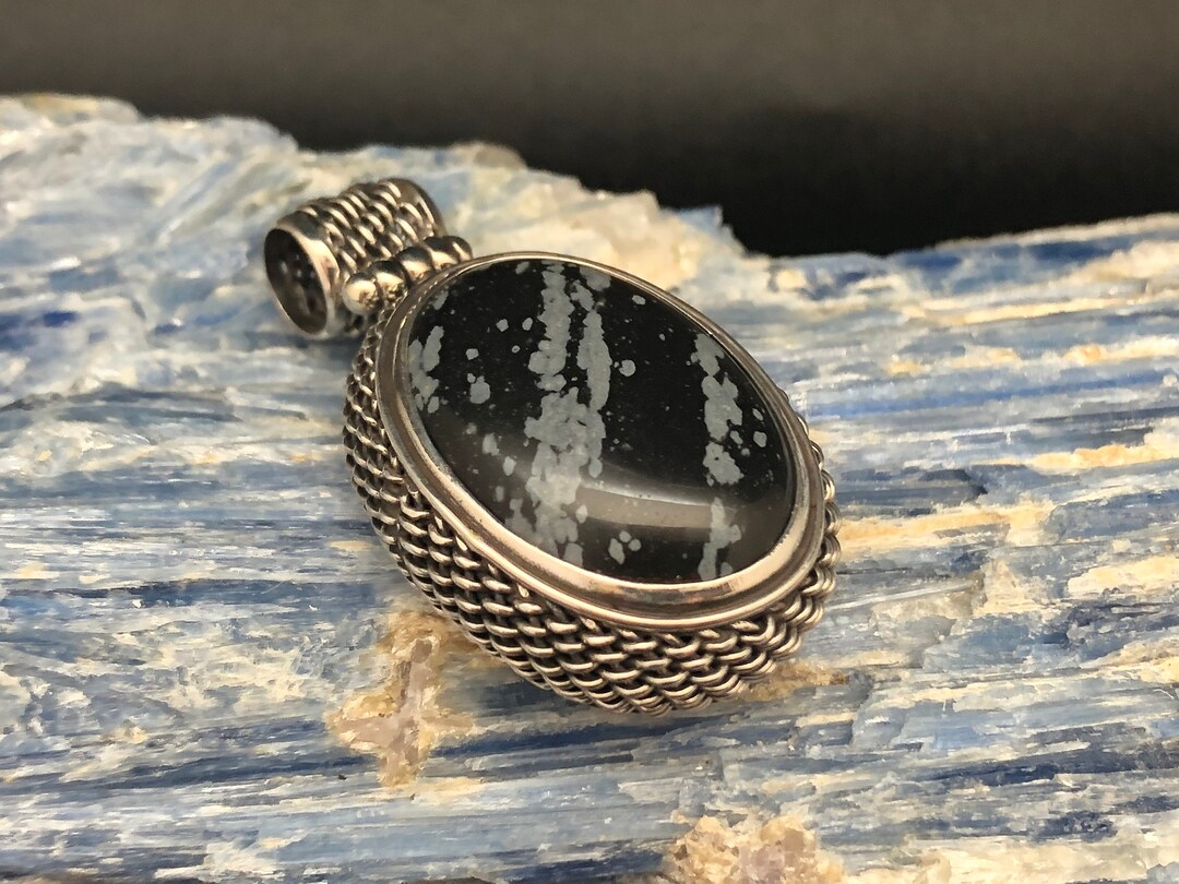 Snowflake Jasper Pendant // Silver Jasper Pendant // Sterling Silver ...