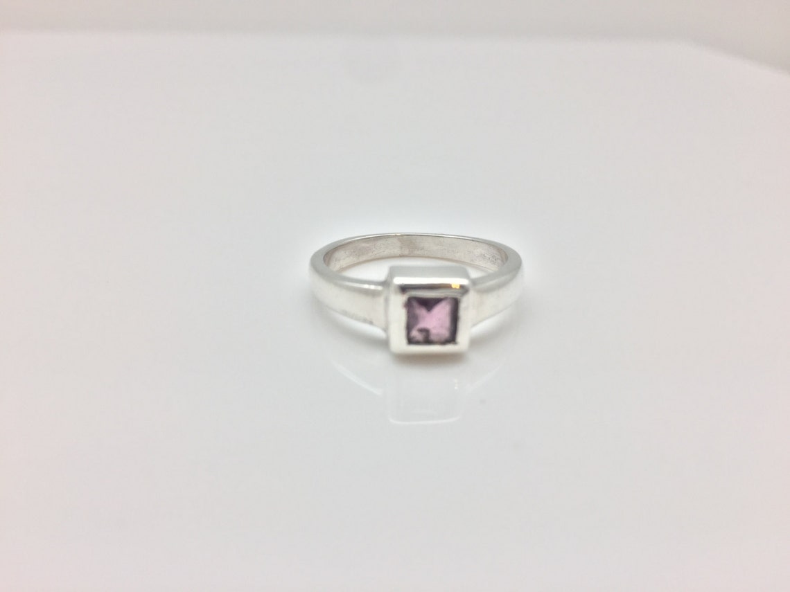 Amethyst Ring // 925 Sterling Silver // Simple Square Setting | Etsy