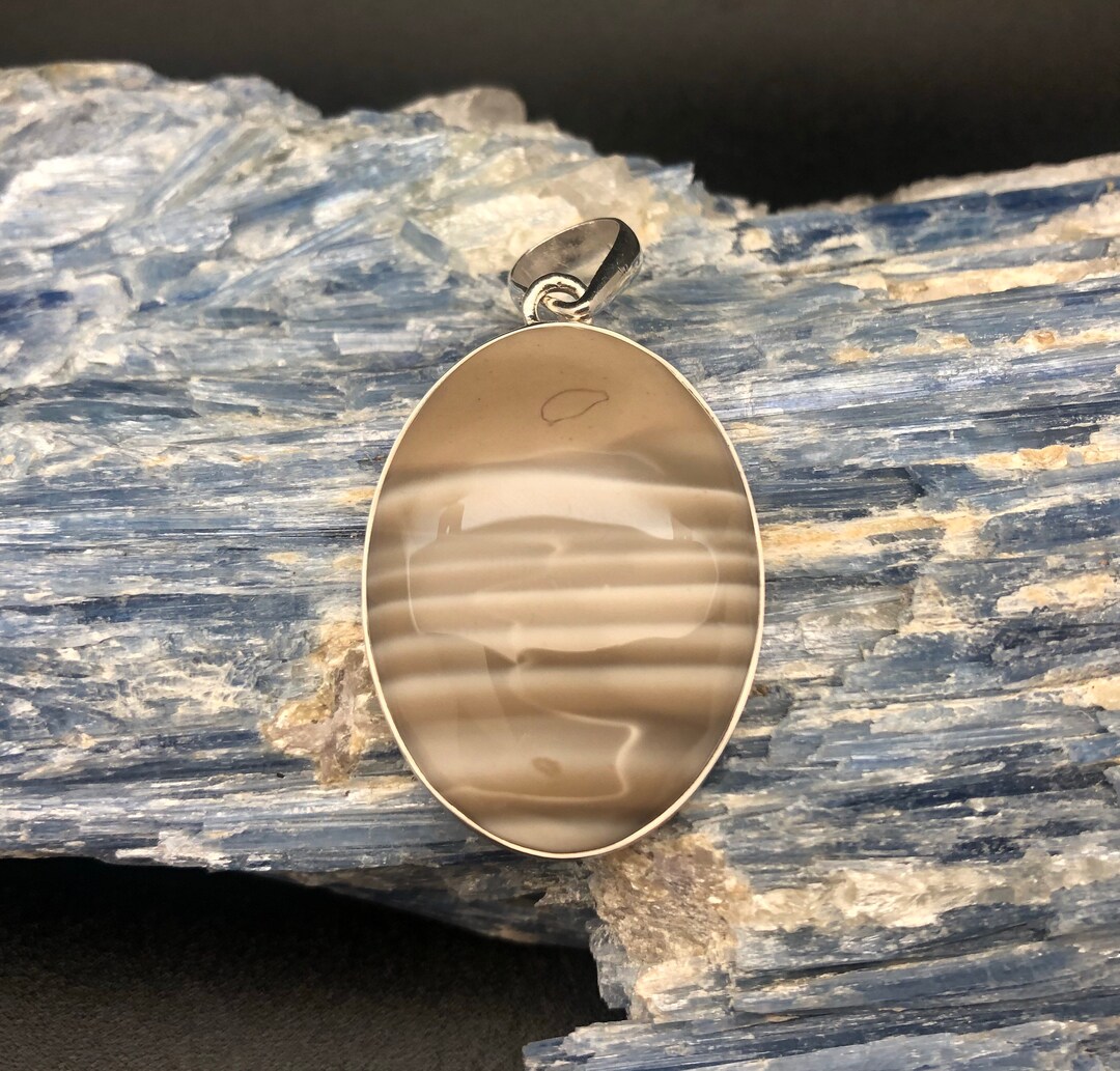 Flintstone Pendant // Oval Shape Flintstone Pendant // 925 Sterling ...