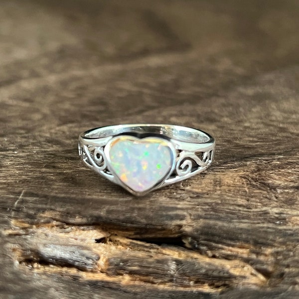 Opal Heart Ring - Etsy