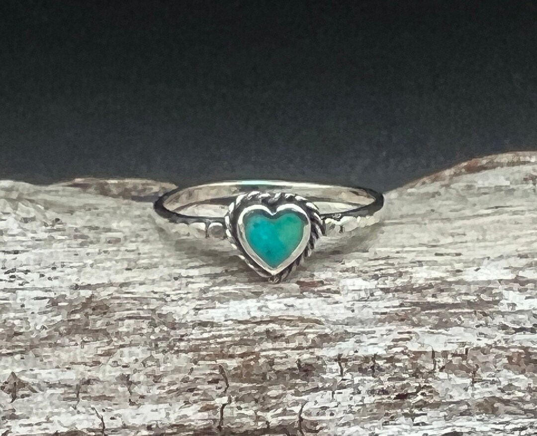 Braided Turquoise Heart Ring // 925 Sterling Silver // Genuine ...