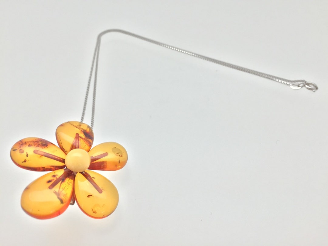Natural Baltic Amber Broach Pendant // Handmade // 925 Silver ...