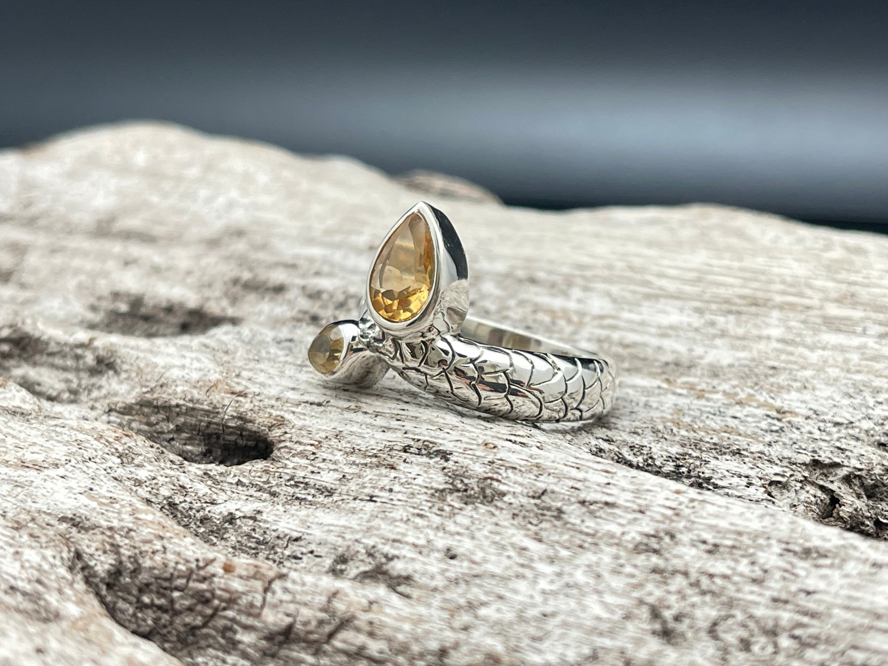 Multi Stone Citrine Ring Size 9 // 925 Sterling Silver // | Etsy