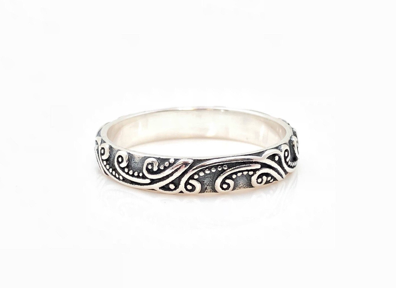 Bali Filigree Scroll Ring // 925 Sterling Silver // Oxidized - Etsy