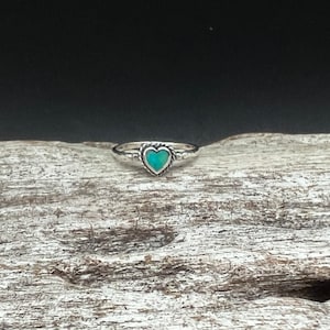 Braided Turquoise Heart Ring // 925 Sterling Silver // Genuine ...