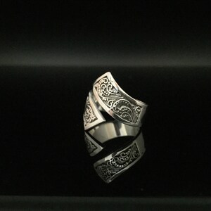 Bali Pattern Wrap Around Ring // 925 Sterling Silver // Oxidized Bali ...