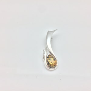 Small Green Amber Pin // 925 Sterling Silver // Hand Cast // Amber Pin ...