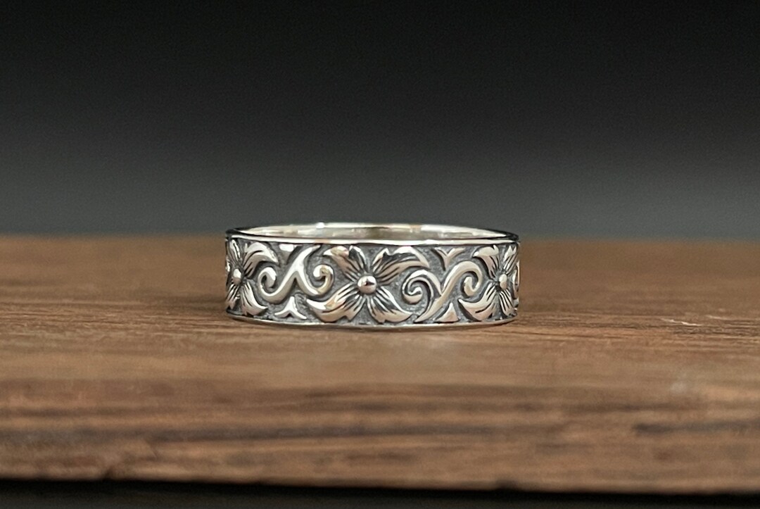 Hawaiianische Ranken Muster Silber Ring // 925 Sterling Silber ...