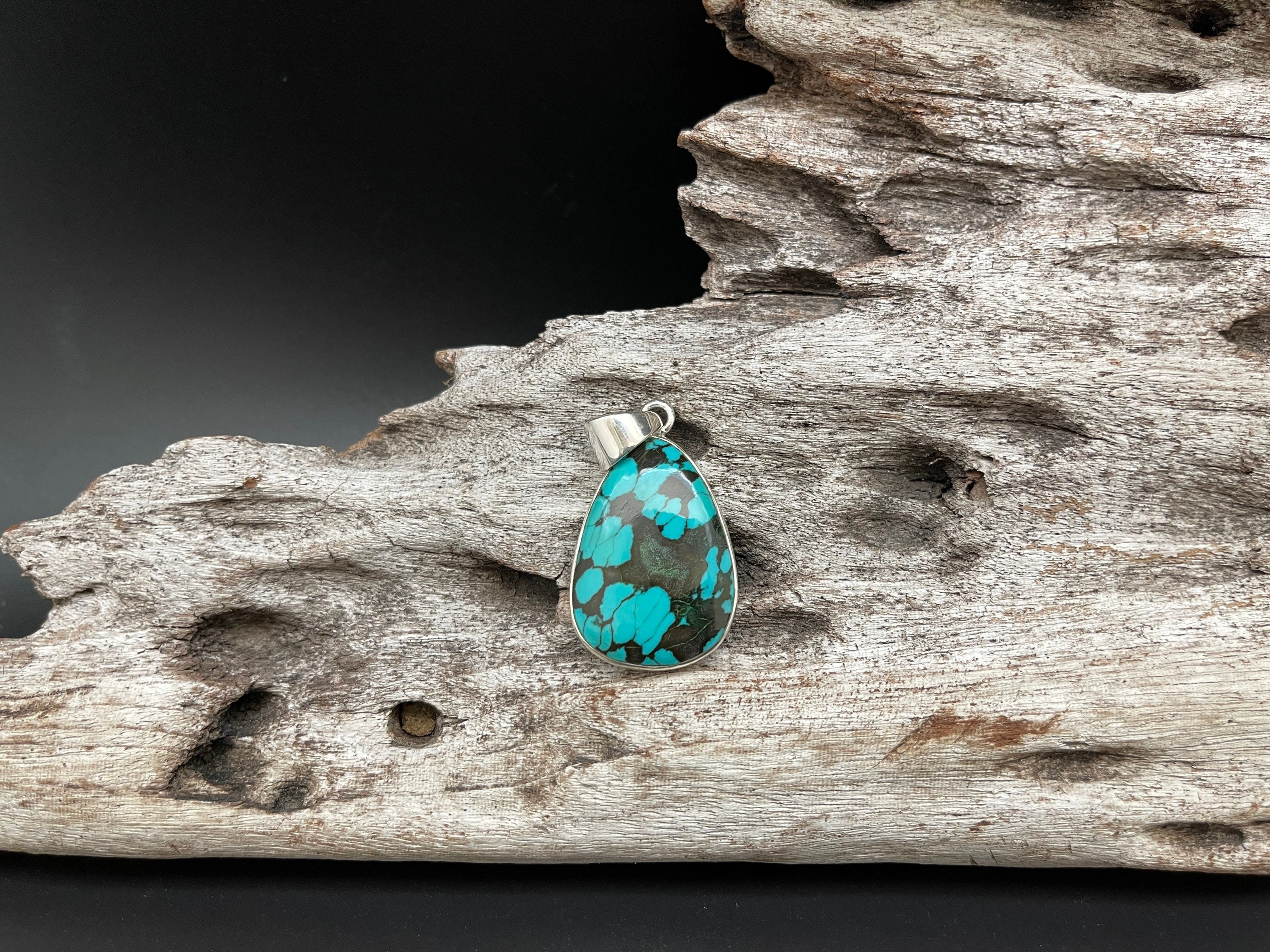 Natural Turquoise Pendant // 925 Sterling Silver // Pear Shape - Etsy