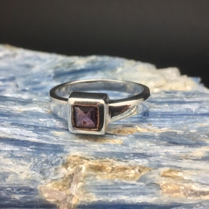 Amethyst Ring // 925 Sterling Silver // Simple Square Setting // Size 7 ...