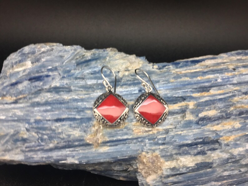 Red Shell Earrings // 925 Sterling Silver // Hypoallergenic // Hook ...