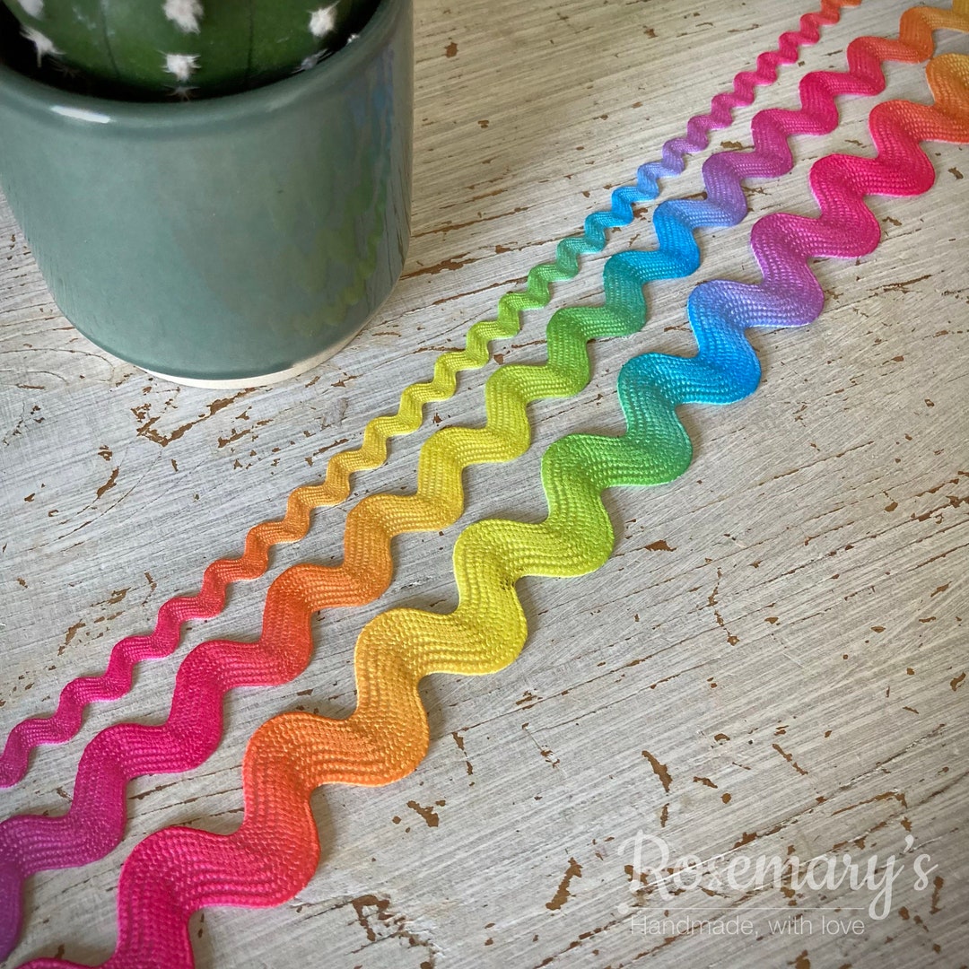 Rainbow Coloured Ric Rac Rayon 4mm / 10mm / 15mm; 3 Sizes to Choose ...