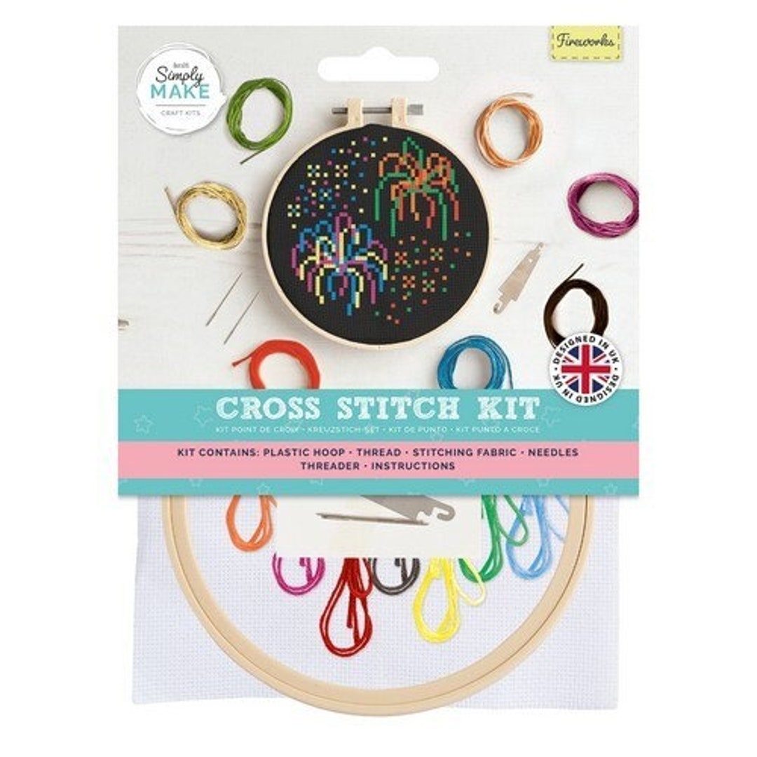 Make Your Own DIY Fireworks Cross Stitch Hoop Kit Simply Make by ...