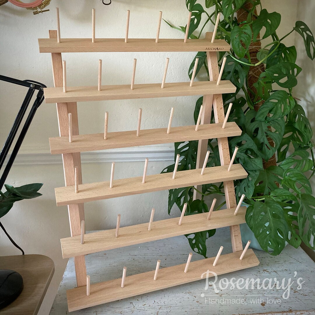 Beech Wood 36 Overlocking Large Cone Spool Holder Rack Organiser Stand ...