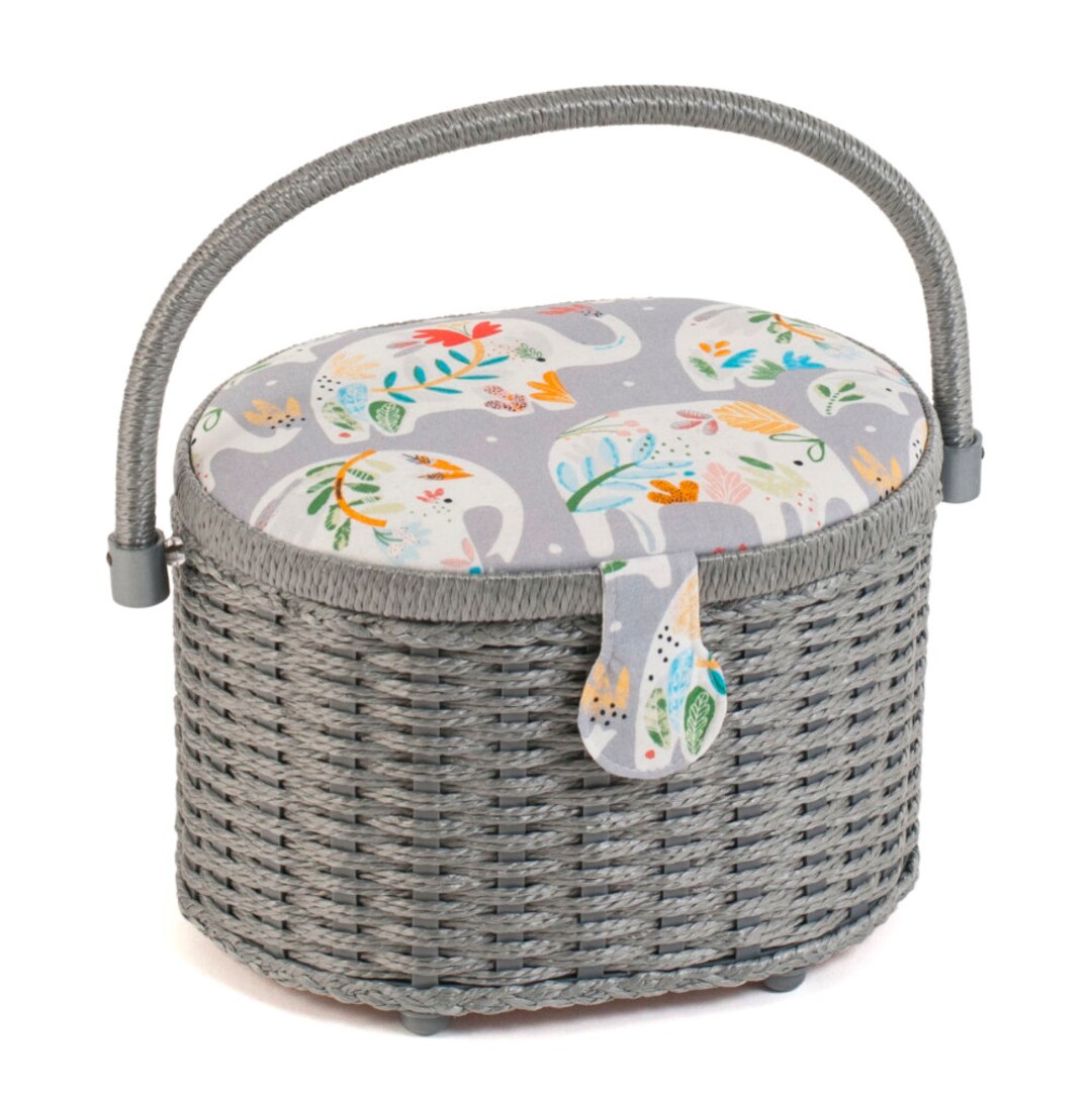 Elephant Medium Wicker Oval Sewing Box by Hobbygift - Etsy