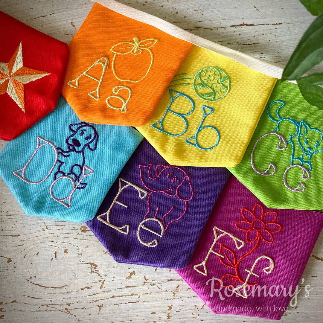 Rainbow Alphabet Bunting With Optional Glow in the Dark Thread - Etsy