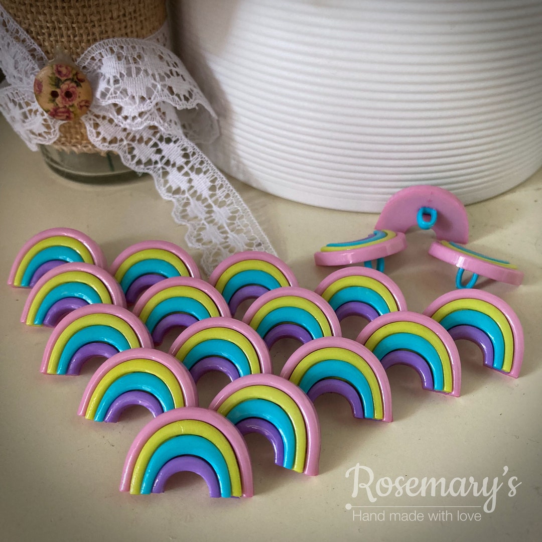 Pastel Rainbow Button 25mm 1inch Nylon by Wonder Buttons. - Etsy