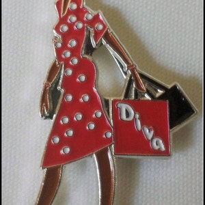 Red/white Lady Diva Lapel Pin - Etsy