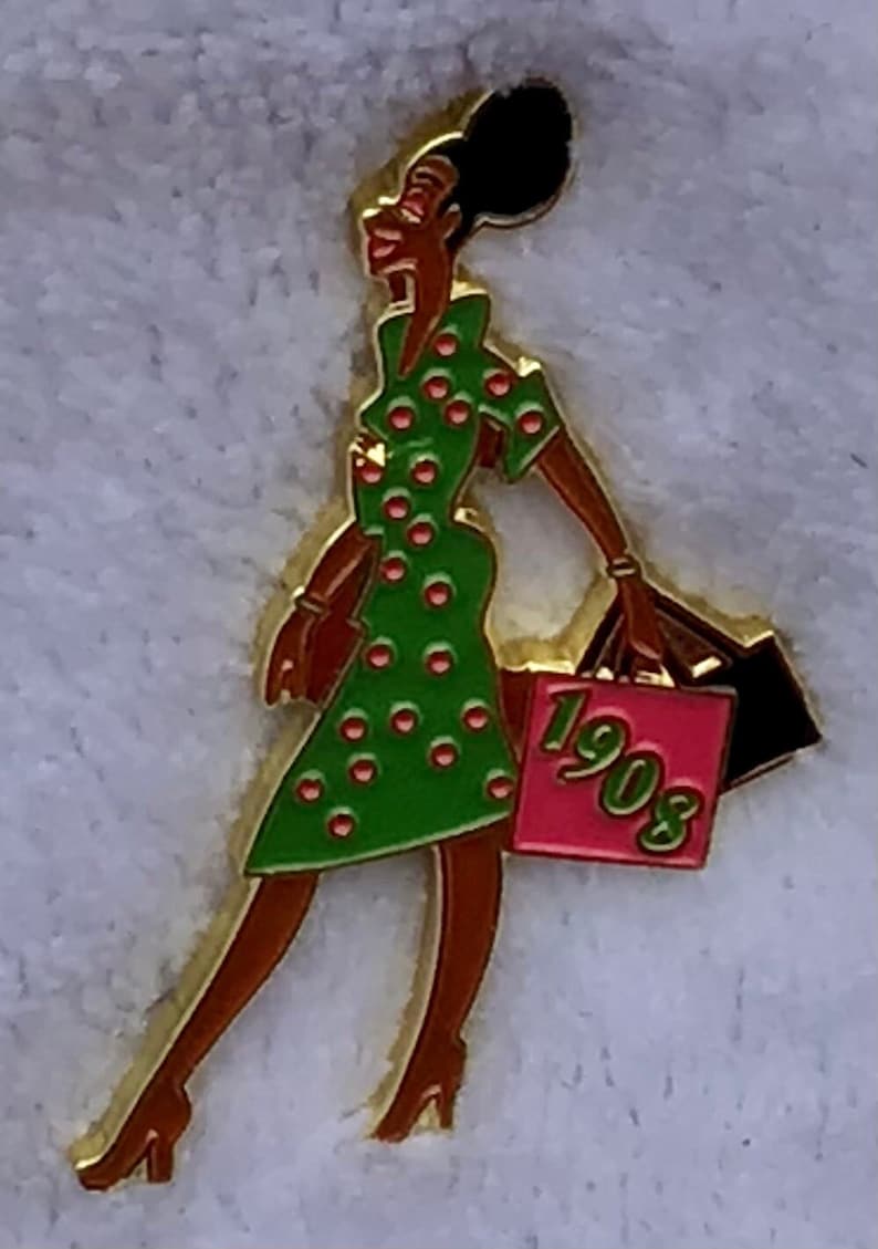1908 Pink/green Sorority Diva Lapel Pin - Etsy