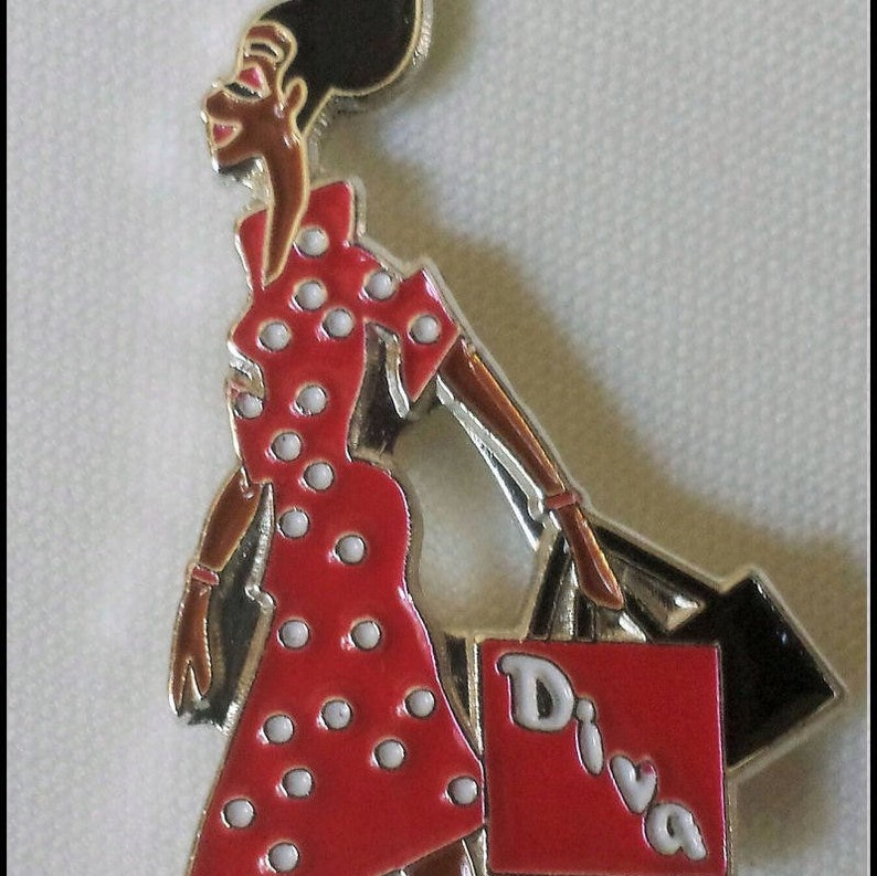 Red/white Lady Diva Lapel Pin - Etsy