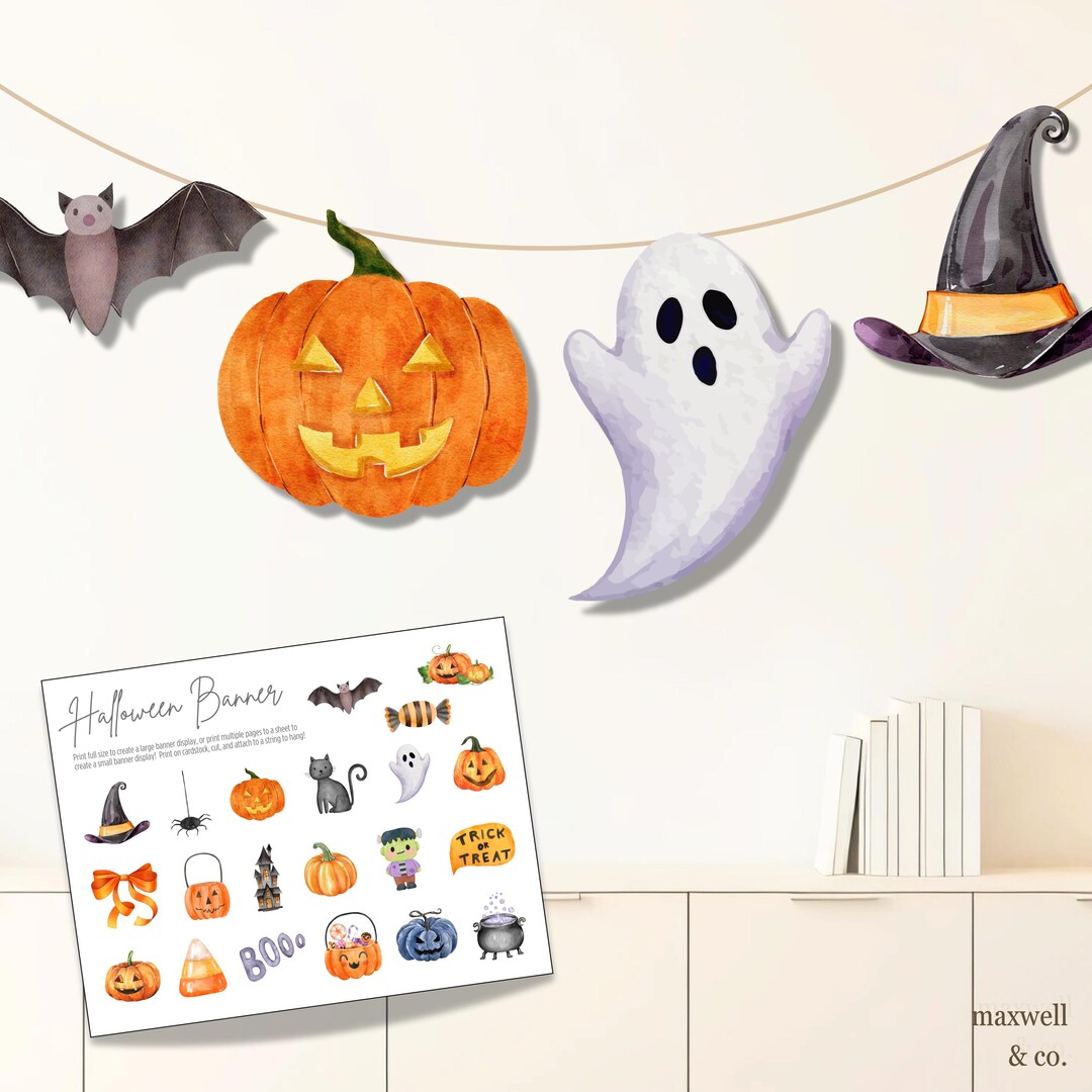 Watercolor Halloween Banner: Printable Party Garland (digital Download ...