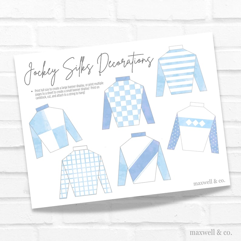 Kentucky Derby Blue Jockey Silks Watercolor Banner Decorations ...