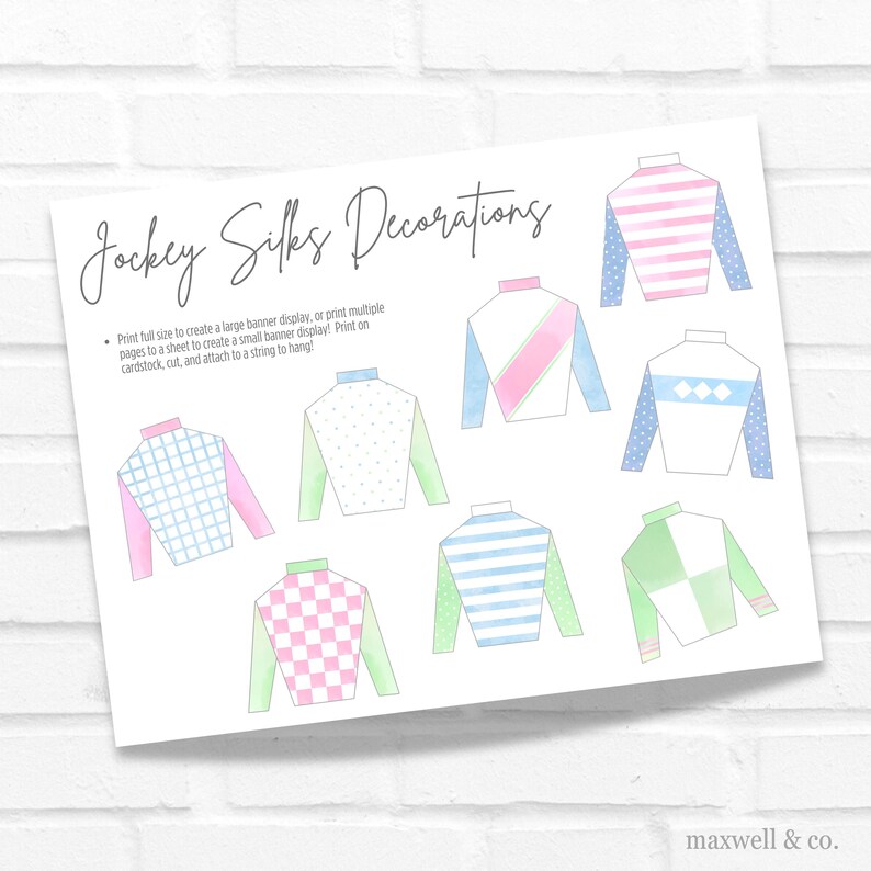 Kentucky Derby Jockey Silks Watercolor Banner Decorations 2 | Printable ...